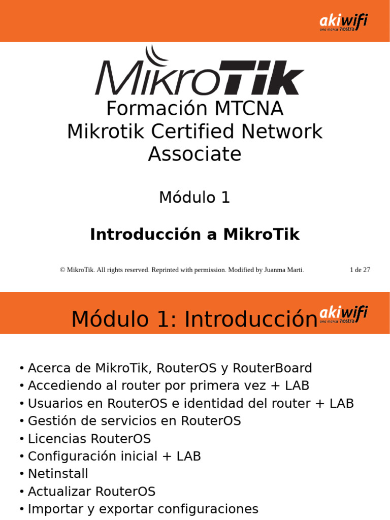 MTCNA-Modulo1-Intro | PDF | Dirección IP | Enrutador (Computación)