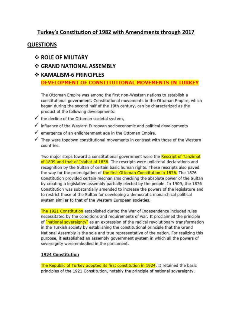CONSTITUTION OF TURKEY-SAMRA ZAGHUIM | PDF | Secularism | Government