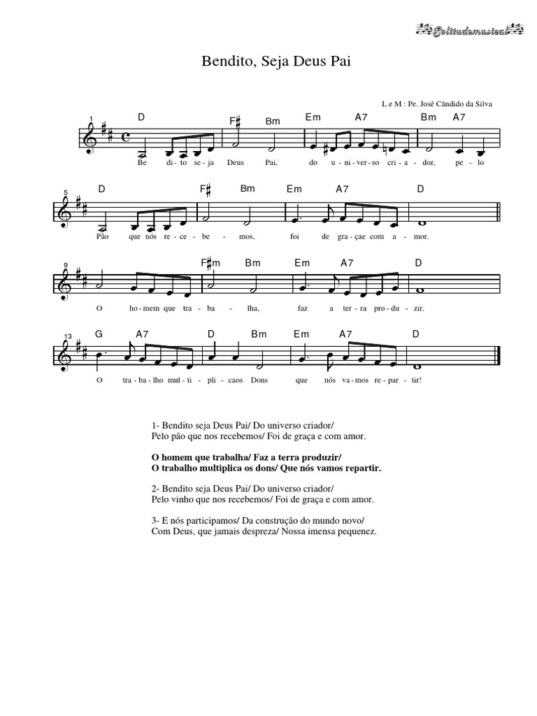 Bendito Seja Deus Pai, Do Universo (José Cândido Da Silva - 4) | PDF | Teologia | Deus