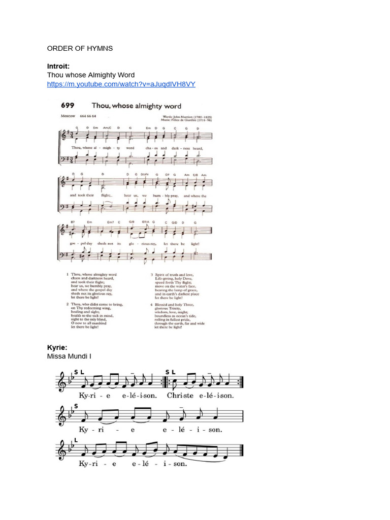 CYD Mass Hymns - Chorister | PDF