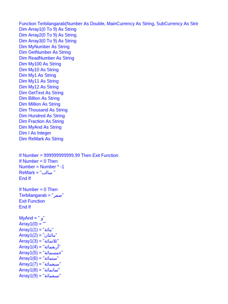Kode Terbilang Arab | PDF | Computer Programming | Arithmetic
