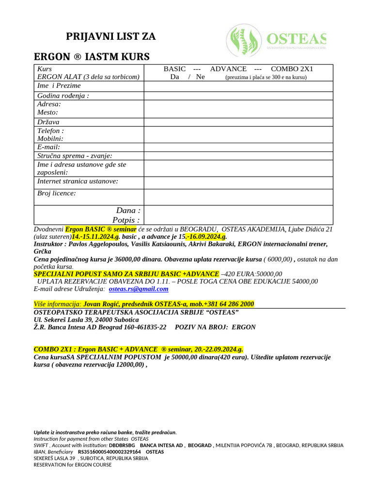 Prijavni Ergon 2024 Basic-Advance-combo 2024 | PDF