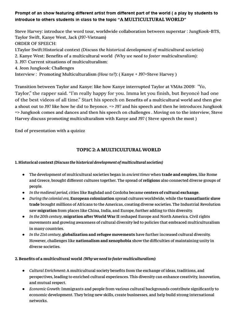 (E5.2) Topic 2 - A Multicultural World | PDF | Multiculturalism ...