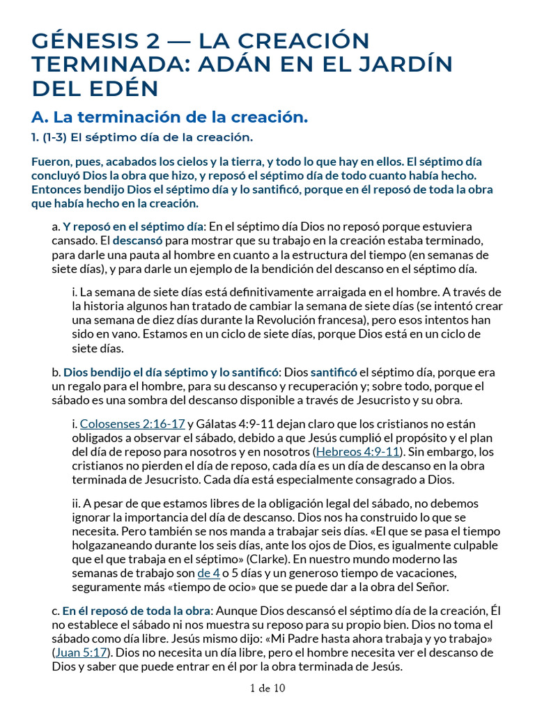 Génesis 02 — La Creación Terminada- Adán en El Jardín Del Edén | PDF ... Génesis 02 — La Creación Terminada- Adán en El Jardín Del Edén | PDF ...