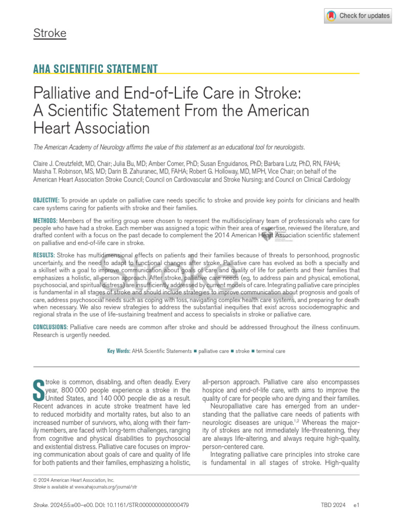 Palliative and End-of-Life Care in Stroke_ __A Scientific Statement ...