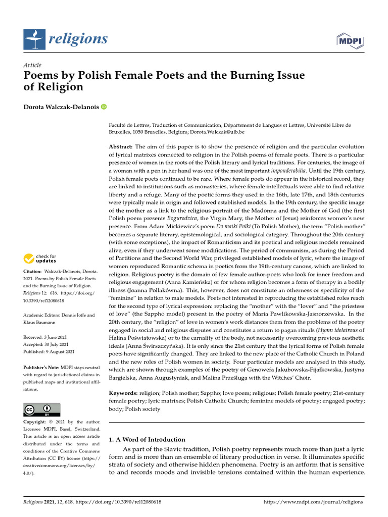 Poems by Polish Female Poets and The Burning Issue | PDF