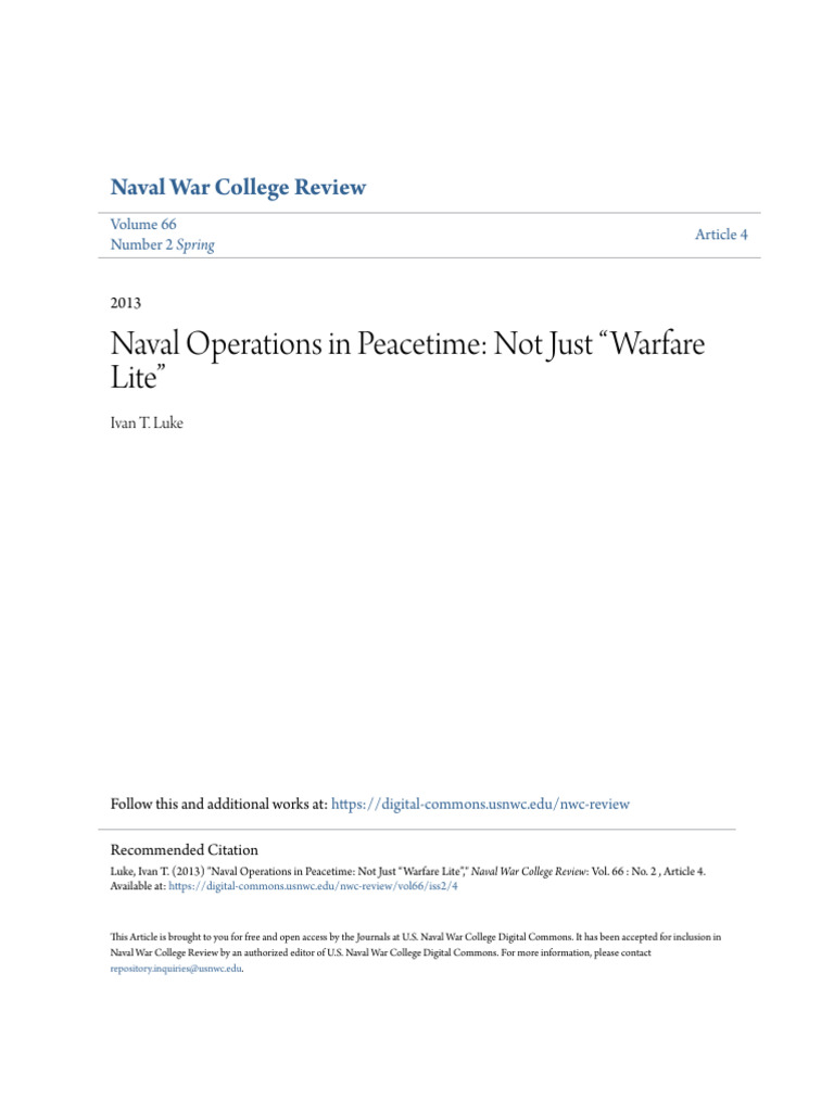 Rethinking Naval Operations in Peacetime | PDF | Navies | Alfred Thayer ...