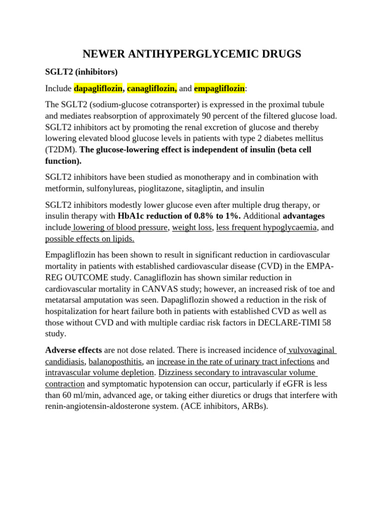 New Antihyperglycemic Drugs Overview | PDF | Diabetes | Medical Specialties