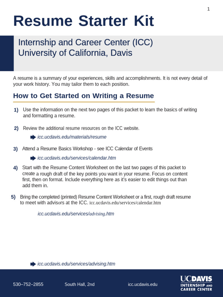 UC Davis Resume Starter Kit Completed | PDF | Résumé