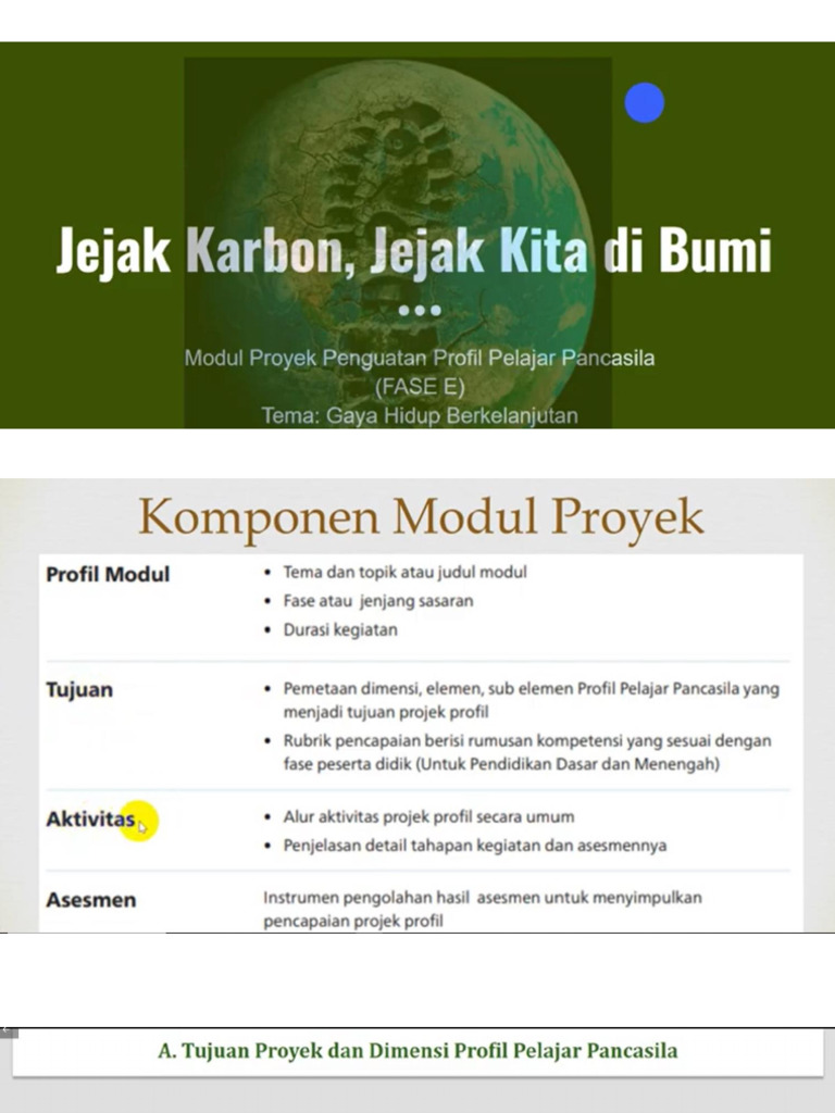 Komponen Modul P5 - Contoh Modul Proyek-Jejak Karbon Fase E Kls X | PDF