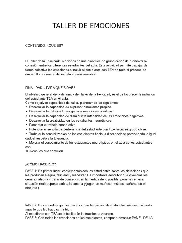 TALLER DE EMOCIONES | PDF