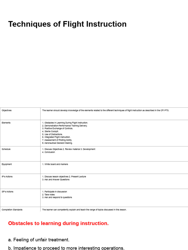 Flight Instruction Techniques Overview | PDF | Learning | Visual Flight Rules