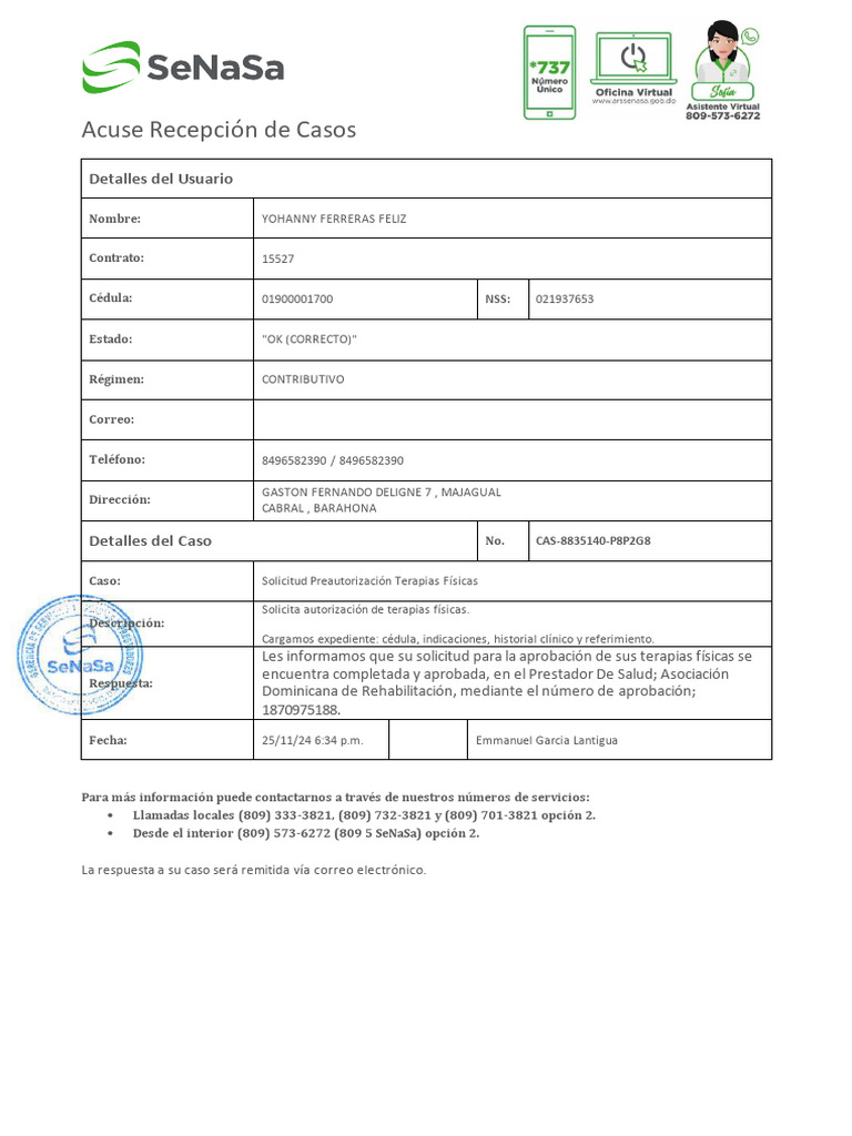 Acuse ATU - Yohanny Ferreras Feliz | PDF