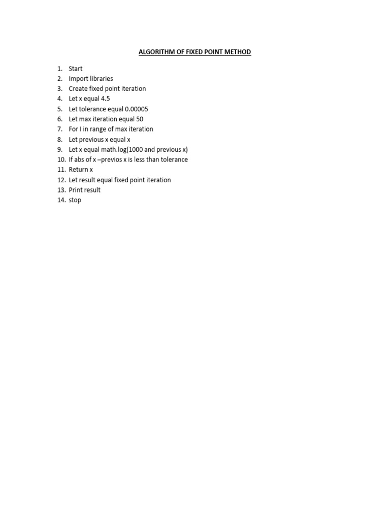 Fixed Point Iteration Algorithm Guide | PDF