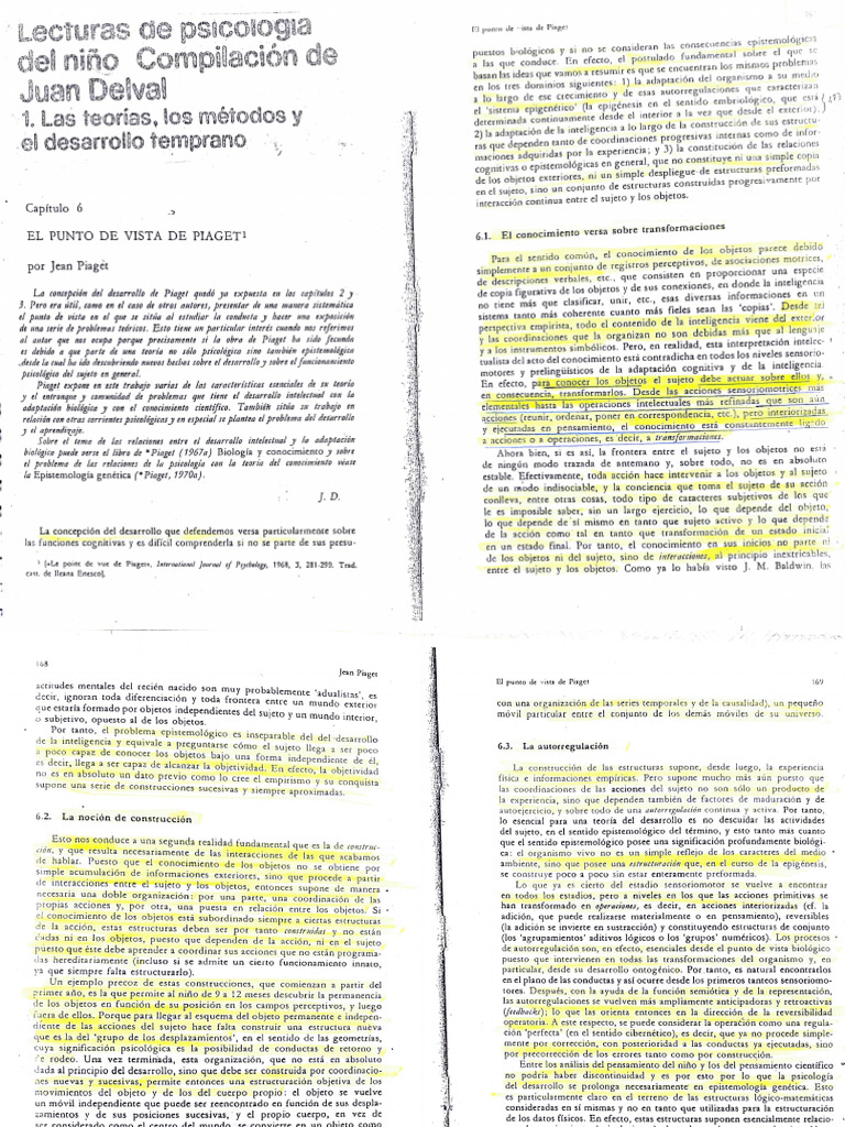 El Punto de Vista de Piaget. Piaget | PDF