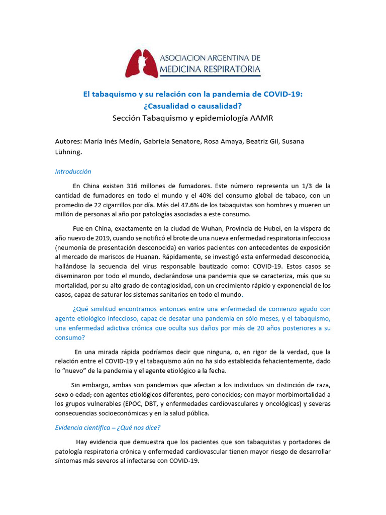 covid_aamr__recomendaciones_tabaquismo.29-3-2020.pdf | PDF | De fumar | Medicina