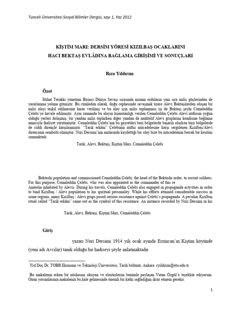 Kistim Mari Dersim Yoresi Kizilbas Ocakl | PDF