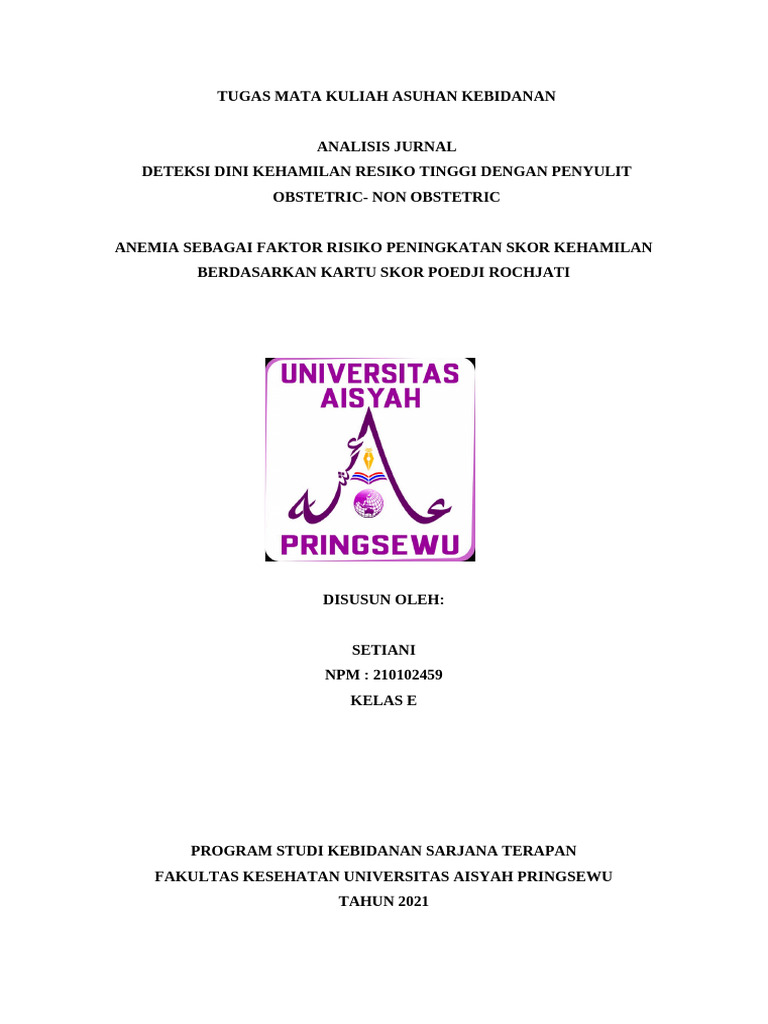 Tugas Askeb Setiani Kelas e | PDF