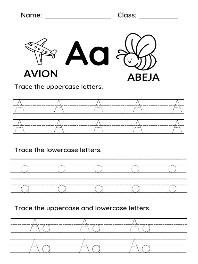 Black and White Letter A Tracing Worksheet | PDF