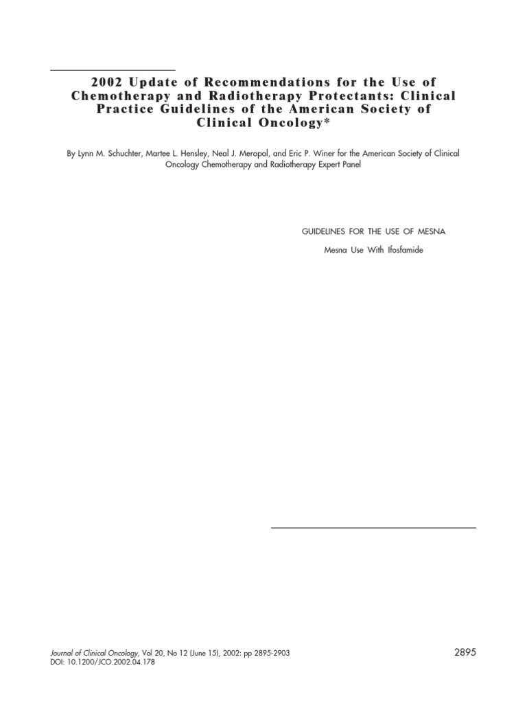 ASCO Guidelines For MESNA | PDF | Chemotherapy | Cancer
