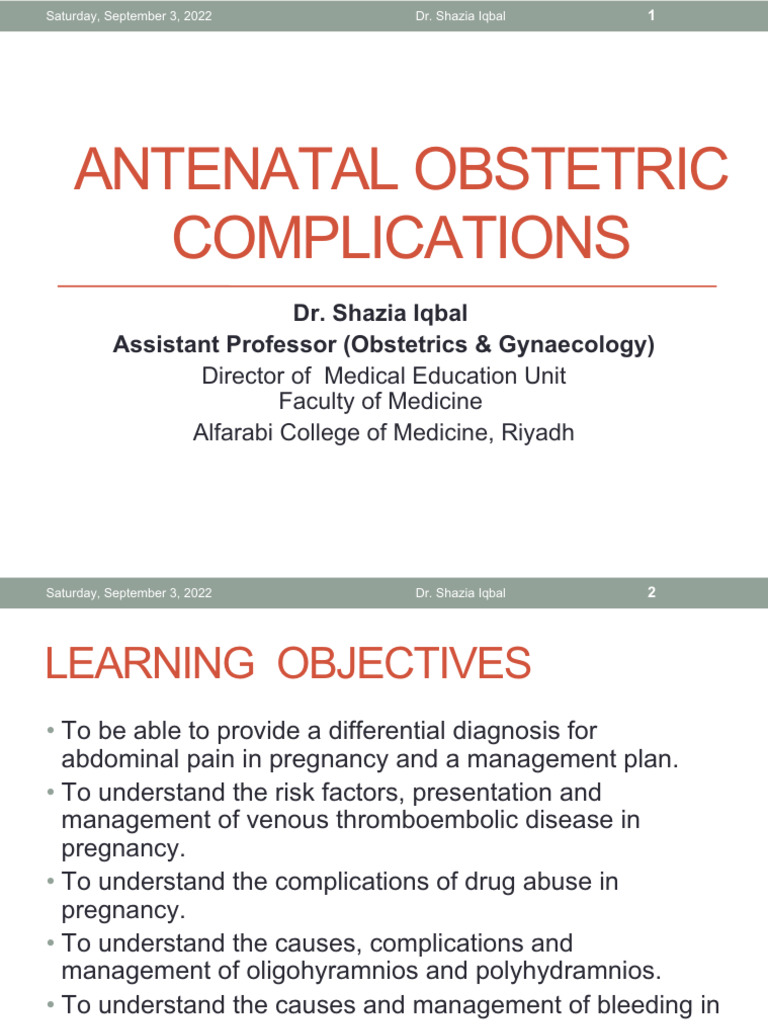 L5 ANTENATAL OBSTETRICS COMPLICATIONS | PDF