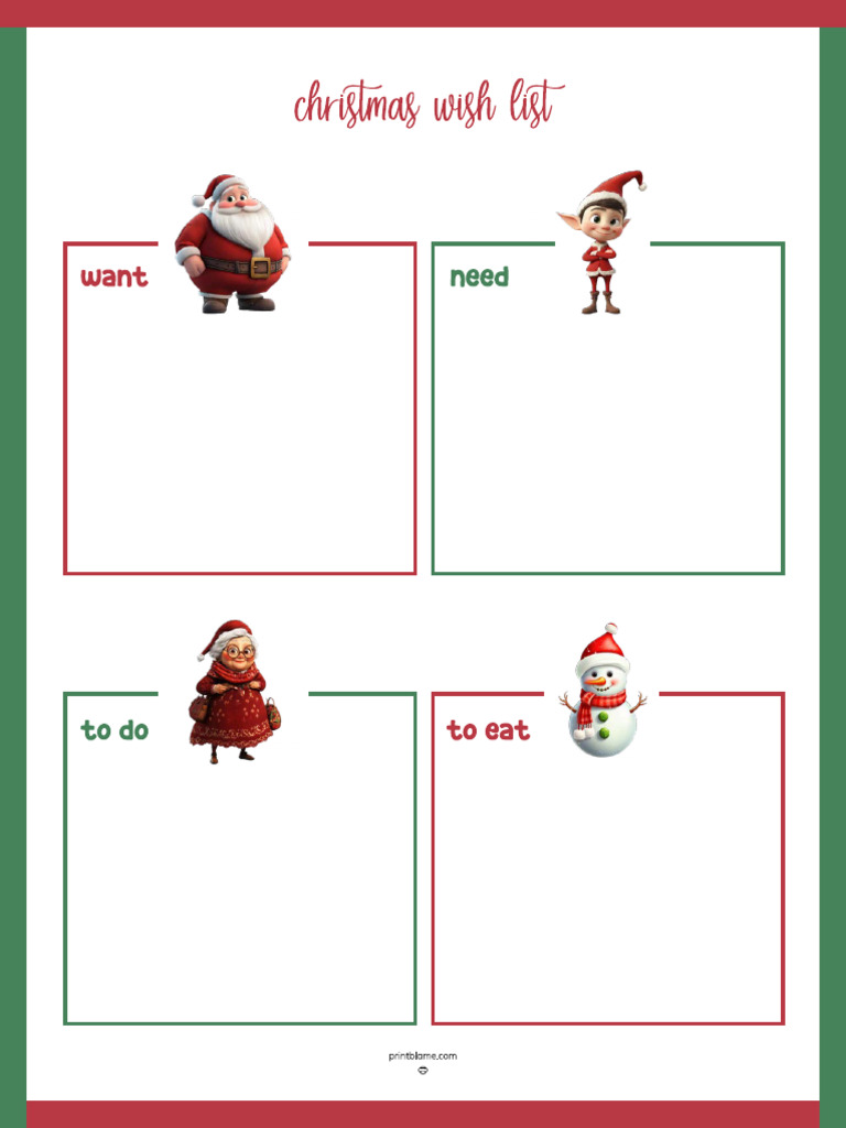 Printable Chirstmas List PrintBlame Version 13 1 | PDF