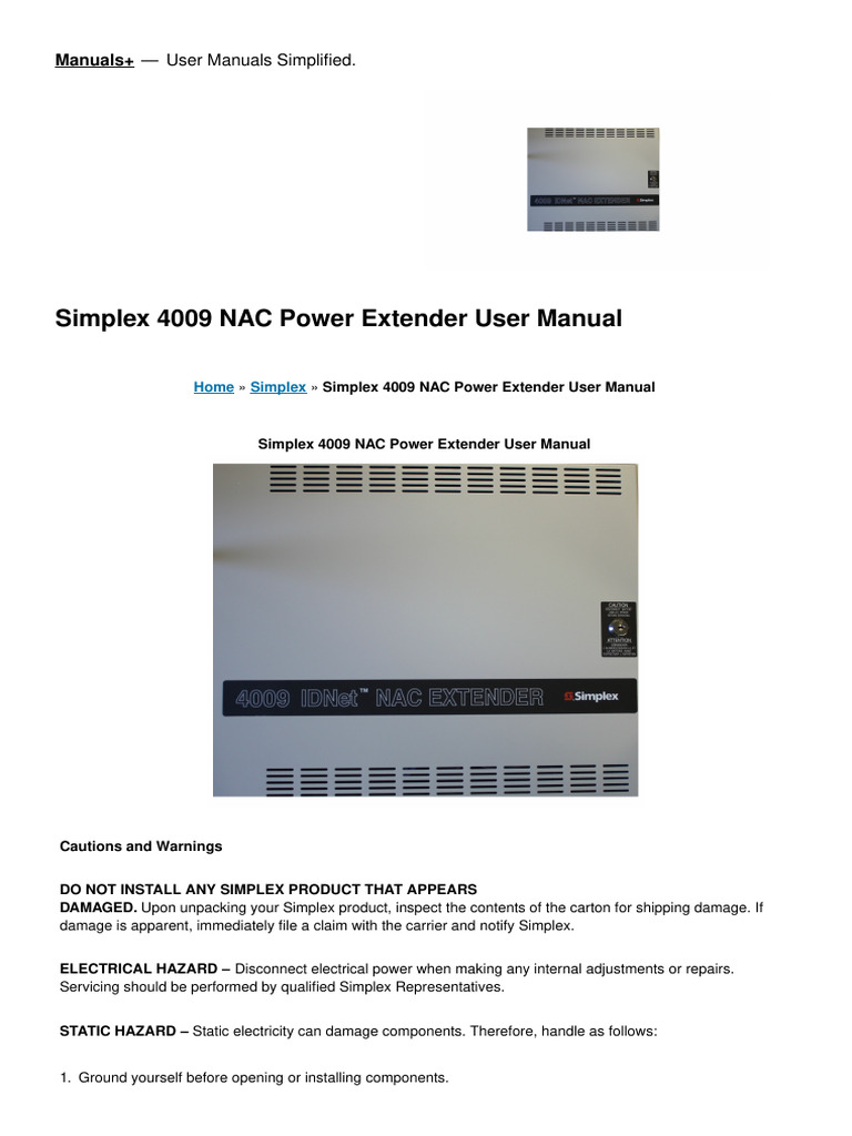 Simplex 4009 Nac Power Extender Manual | PDF | Electrical Wiring ...