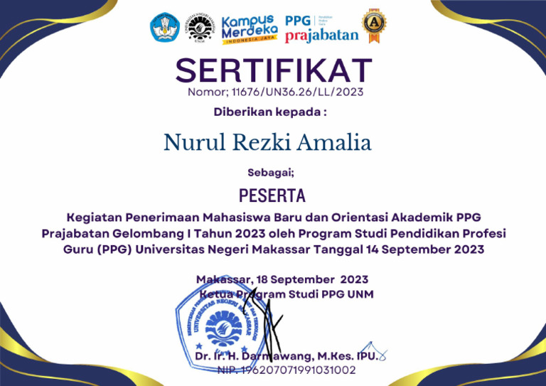 Sertifikat Nurul Rezki Amalia | PDF