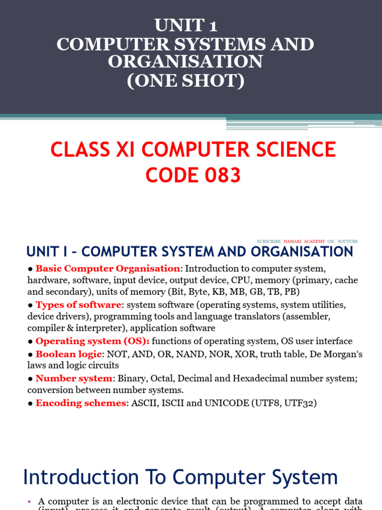 11 cs unit 1 one shot_240427_202128 (1) | PDF | Computer Data Storage | Central Processing Unit