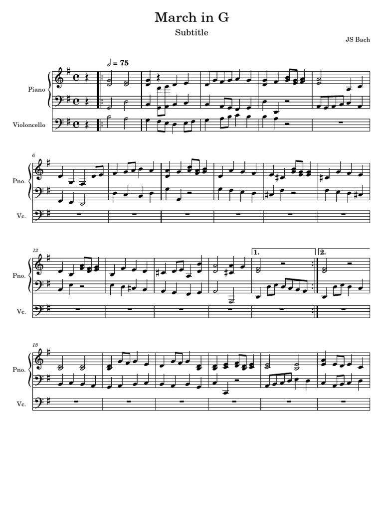 March in G Major Johann Sebastian Bach March in G | PDF | Choral Music ...