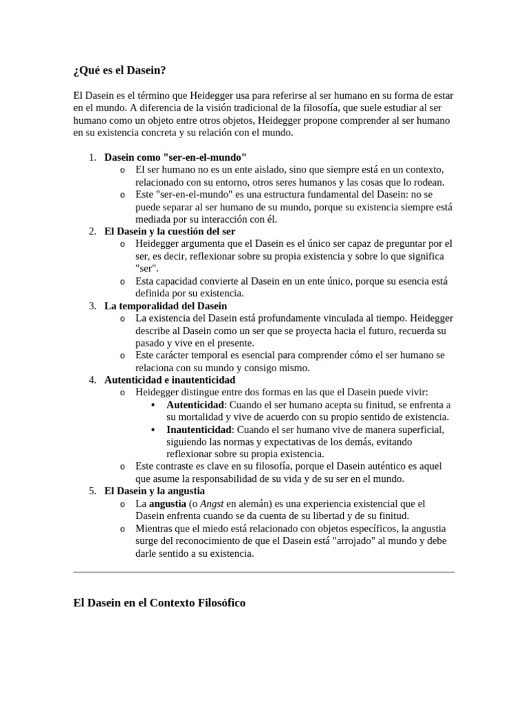 Dasein: Ser-en-el-Mundo según Heidegger | PDF | Martin Heidegger ...