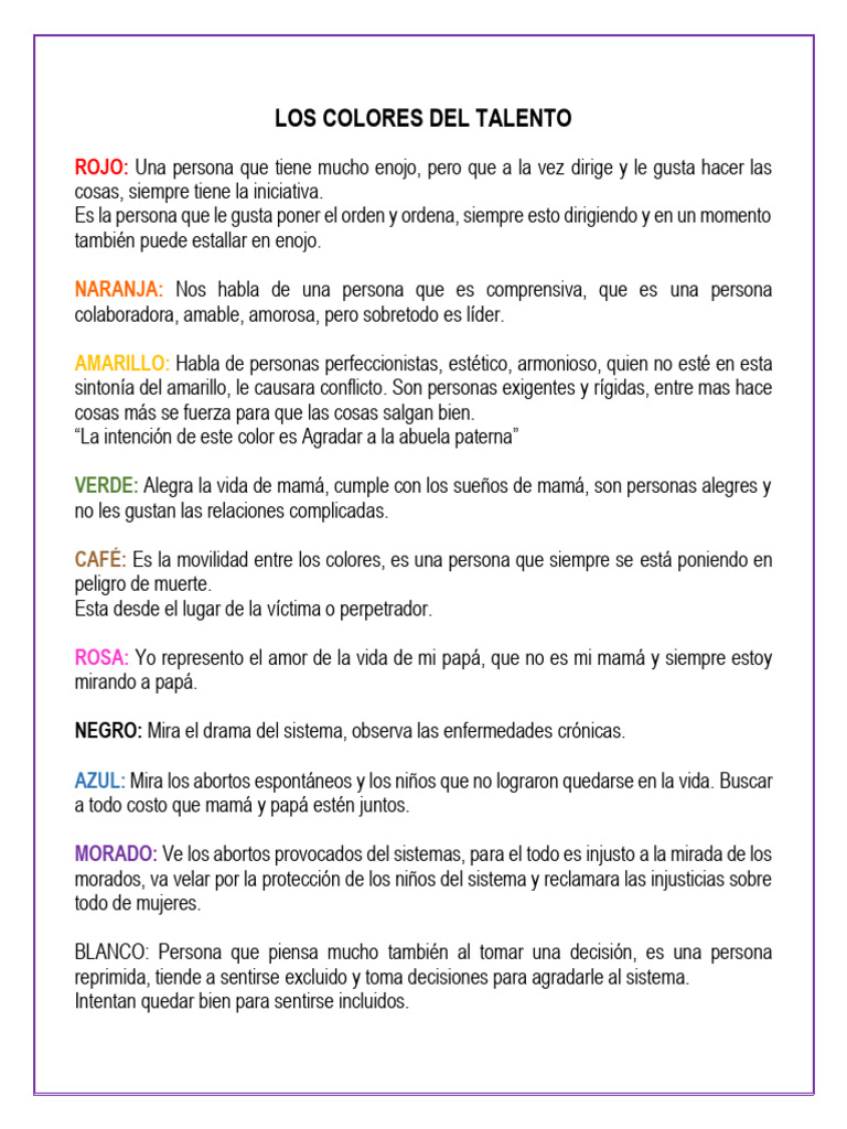LOS COLORES DEL TALENTO | PDF