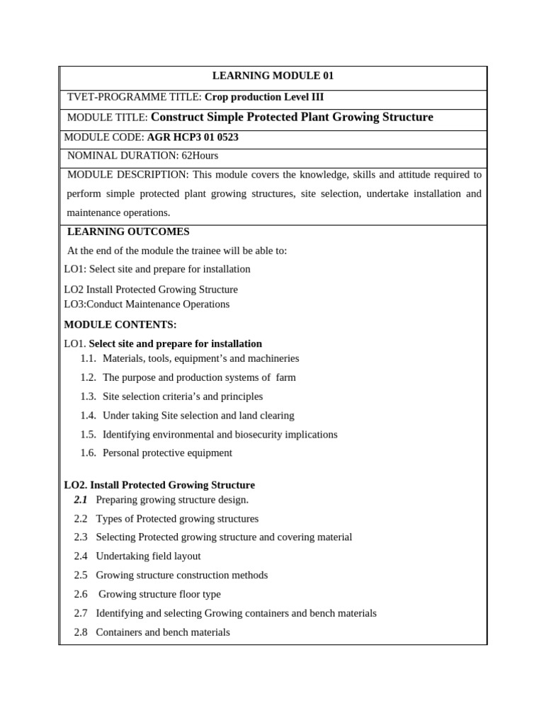 Construct Simple Protected Plant Growing Structure | PDF | Learning