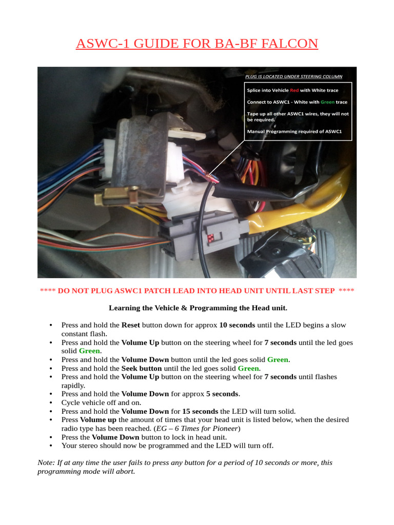 ASWC1 Ford Falcon BA-BF Fitting Guide | PDF