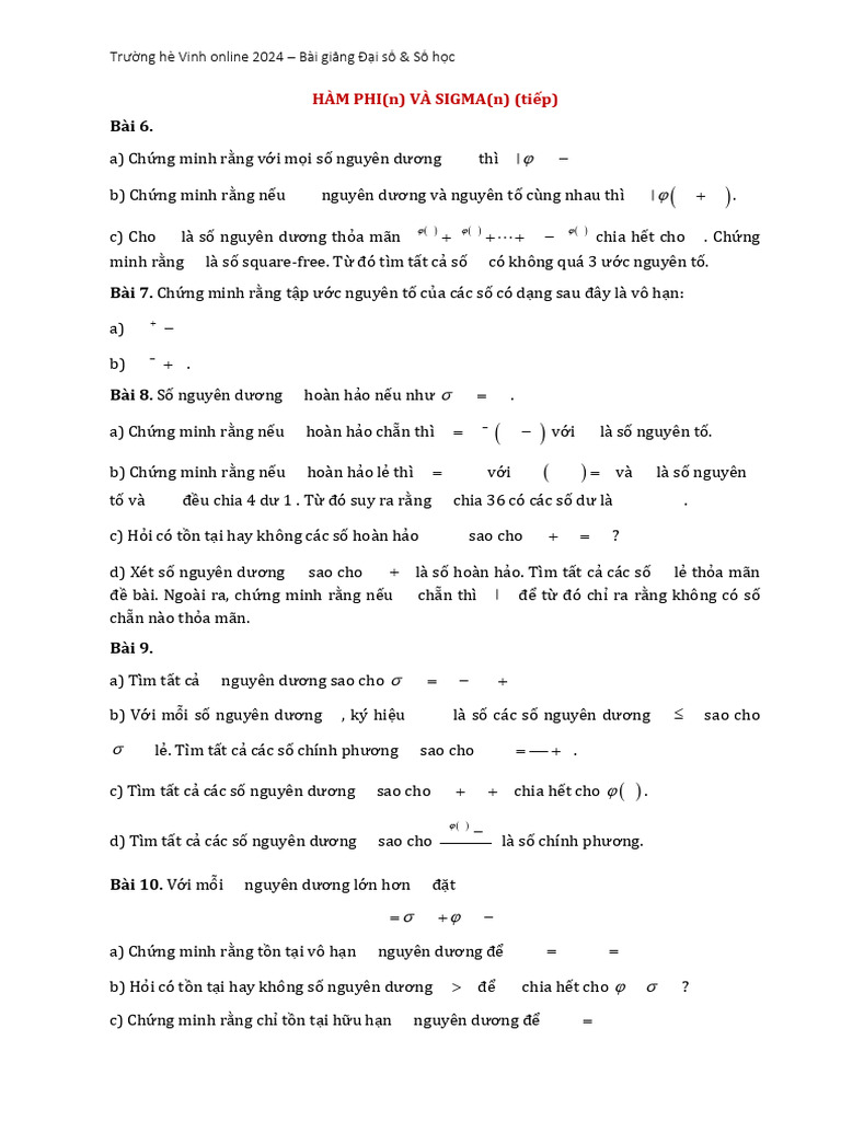 Buoi 8 - Ham Phi Euler & Sigma (Tiep) | PDF
