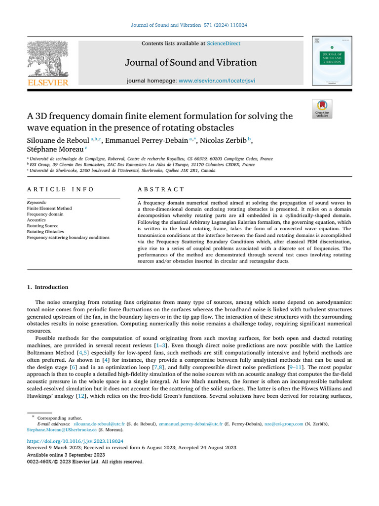 A 3d Frequency Domain Finite Element Formulation For Sol 2024 Journal Of Sou Pdf Matrix