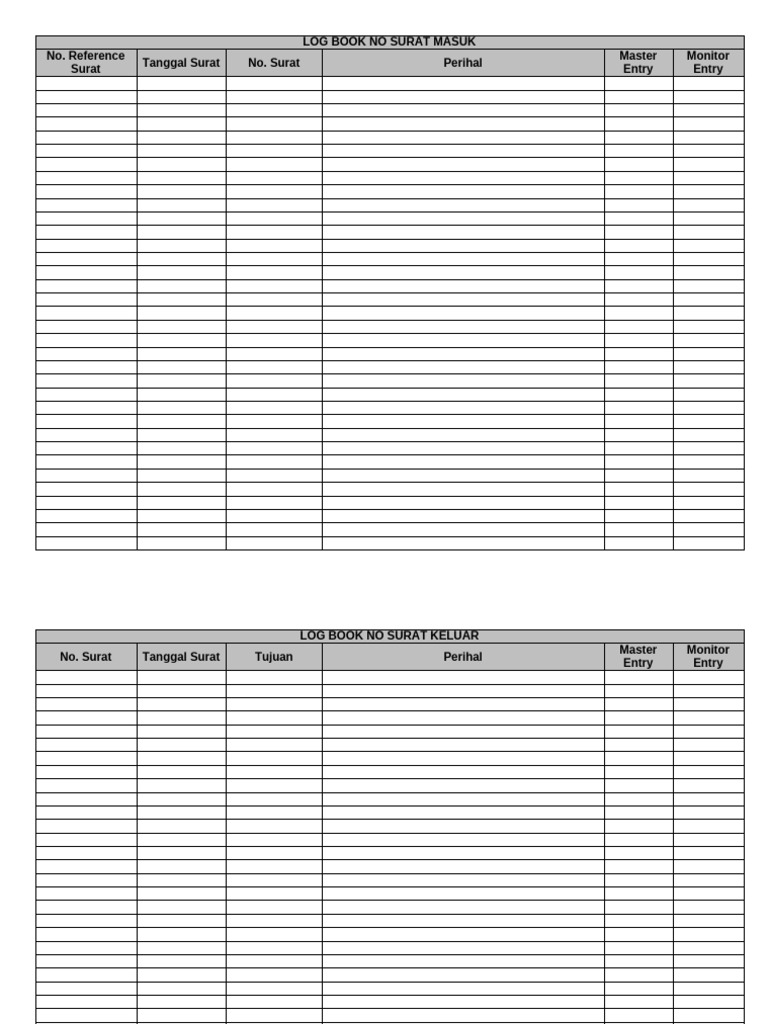 Log Book No Surat Keluar Dan Masuk | PDF