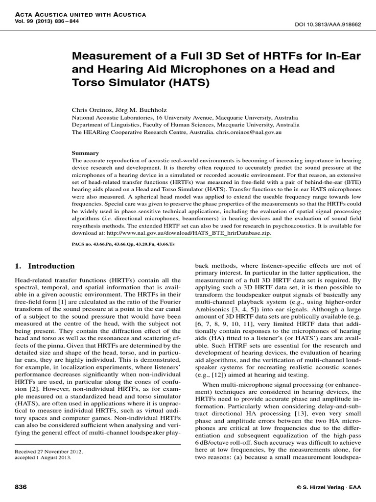 document | PDF | Hearing Aid | Acoustics