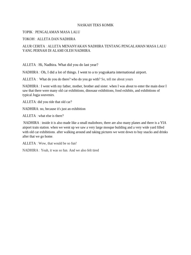 NASKAH TEKS KOMIK - Docx Tugas Recount Text | PDF
