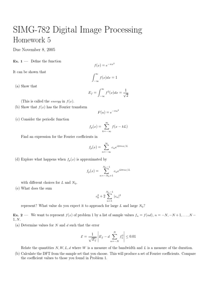 SIMG-782 Digital Image Processing: Homework 5 | PDF | Teaching Methods & Materials | Science ...