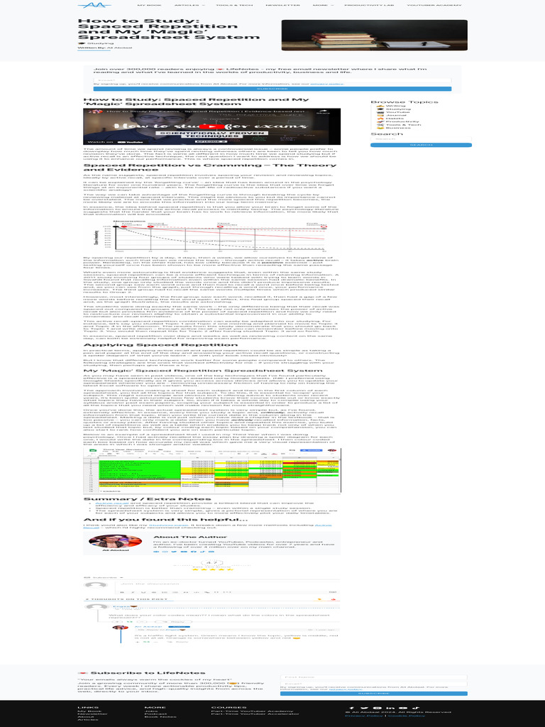 How To Study: Spaced Repetition and My 'Magic' Spreadsheet System - Ali ...