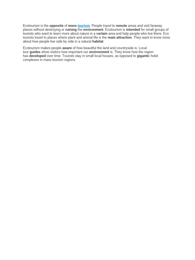 Understanding Ecotourism Principles | PDF