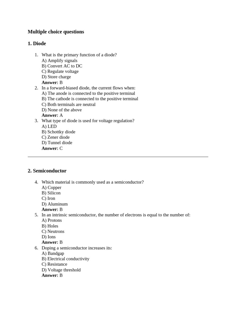 Physics Final Questions Draft | PDF | Diode | Bipolar Junction Transistor