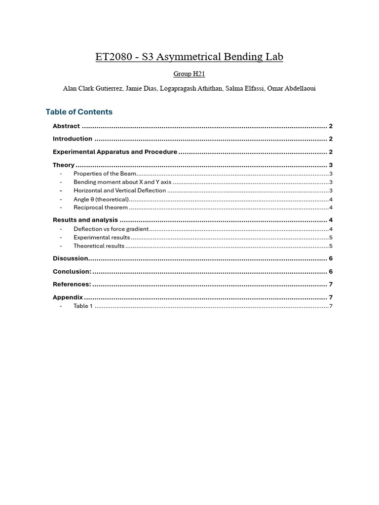 Group H21 Asemmetrical Bending Lab Report | PDF | Bending | Beam ...