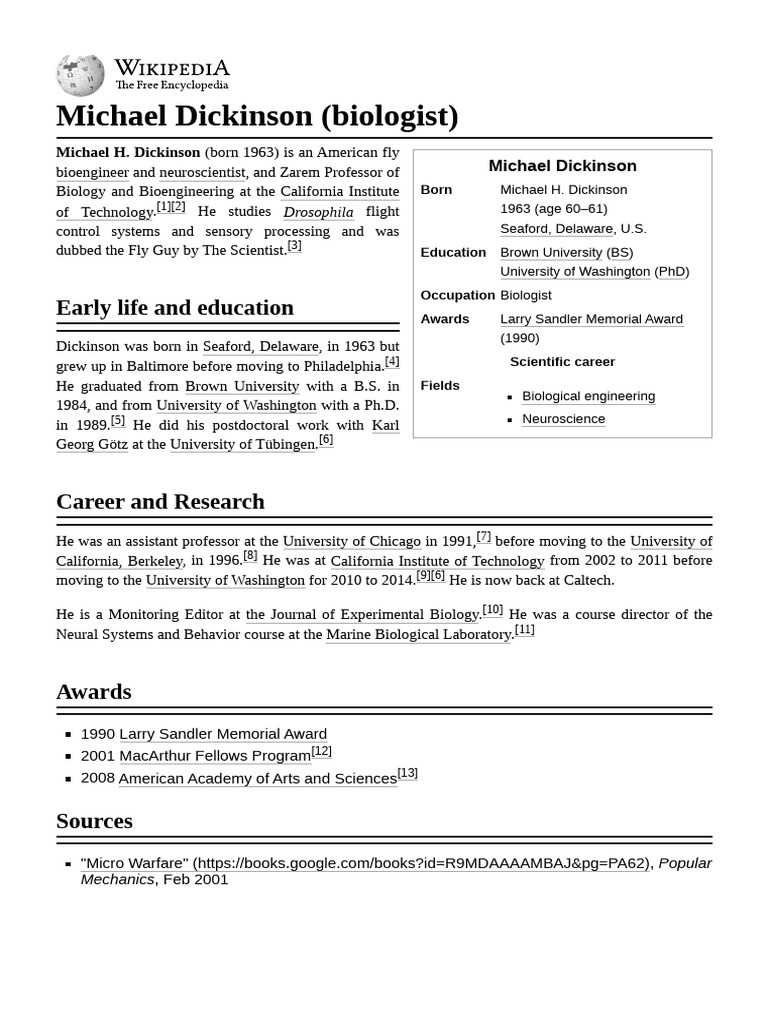 Michael Dickinson (Biologist) | PDF | Neuroscience | Biology