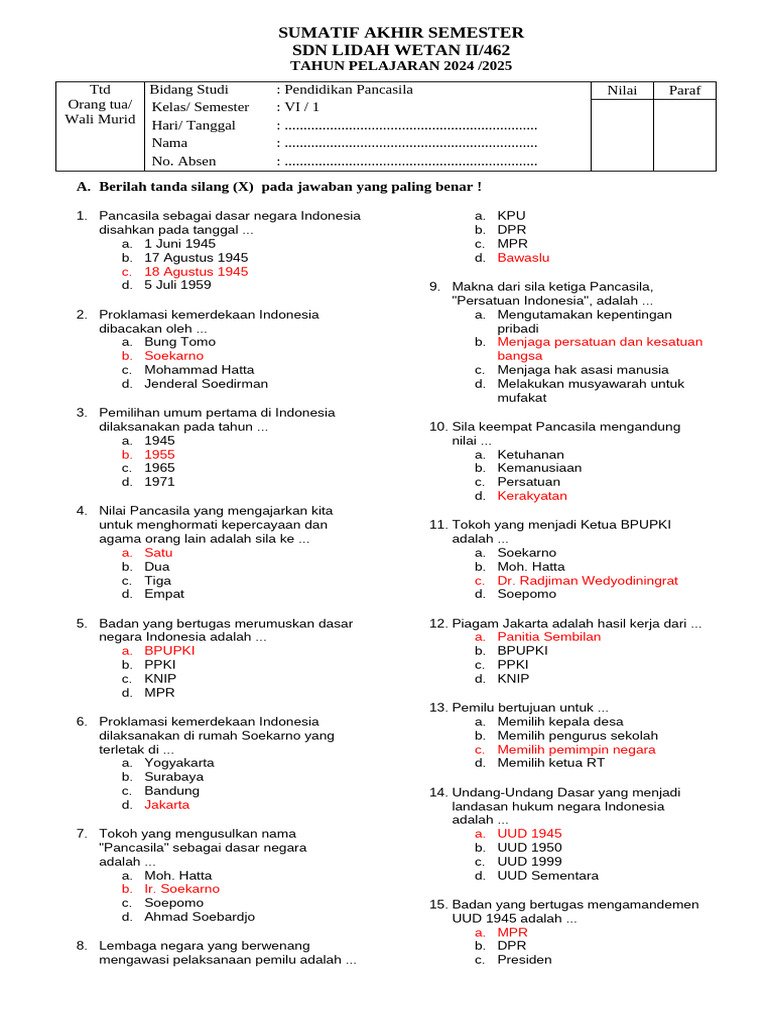 SAS 1 Pend. Pancasila 24 | PDF