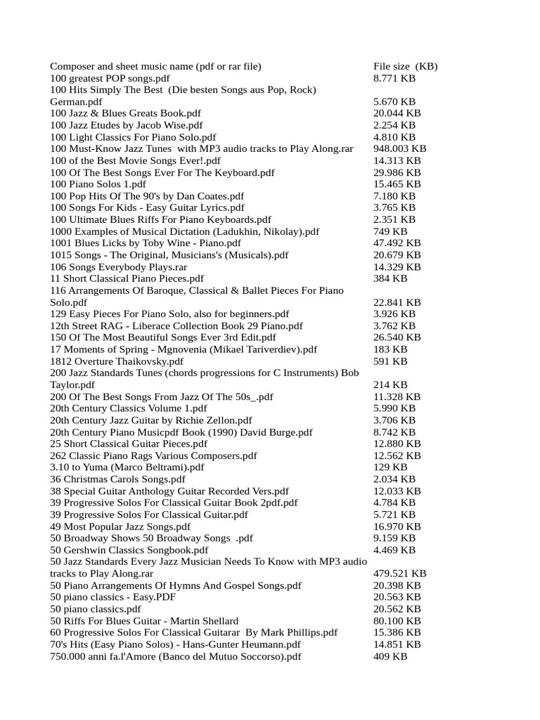 Music Sheet Collection Overview | PDF | Jazz