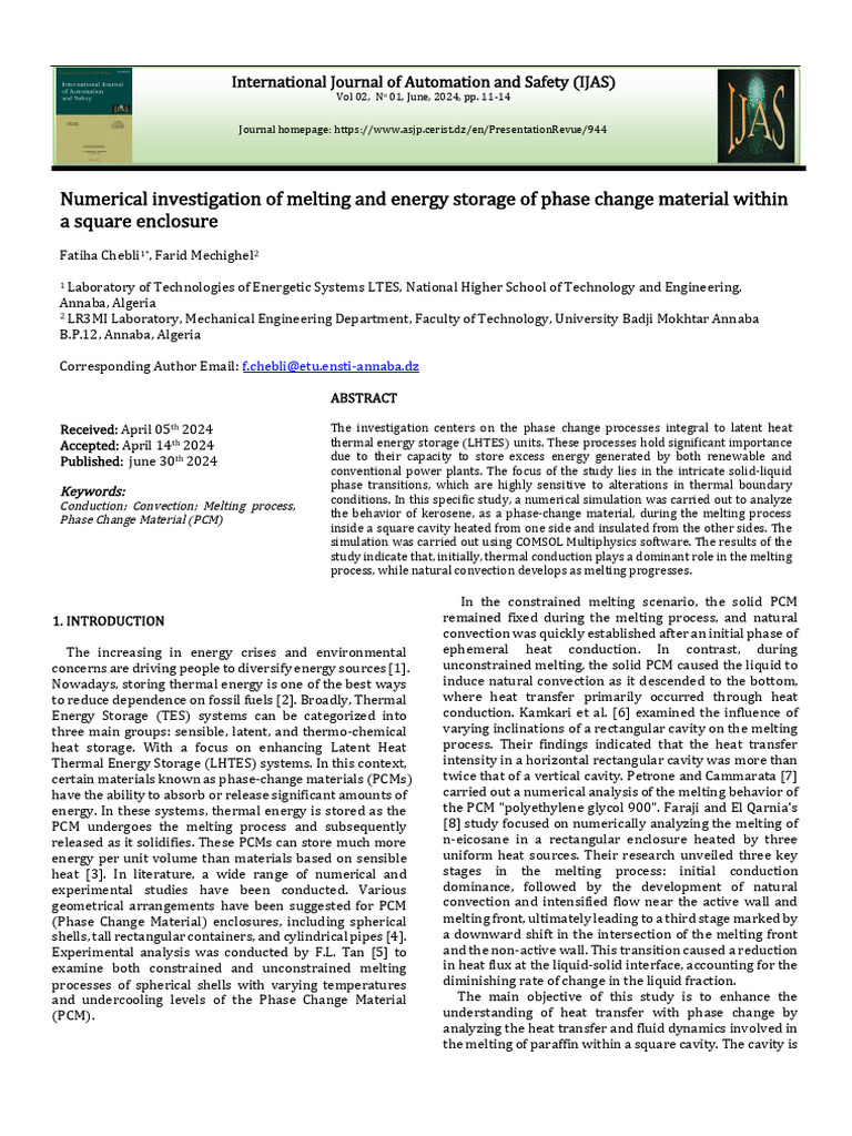 Numerical Investigation of Melting and Energy Storage of Phase Change ...