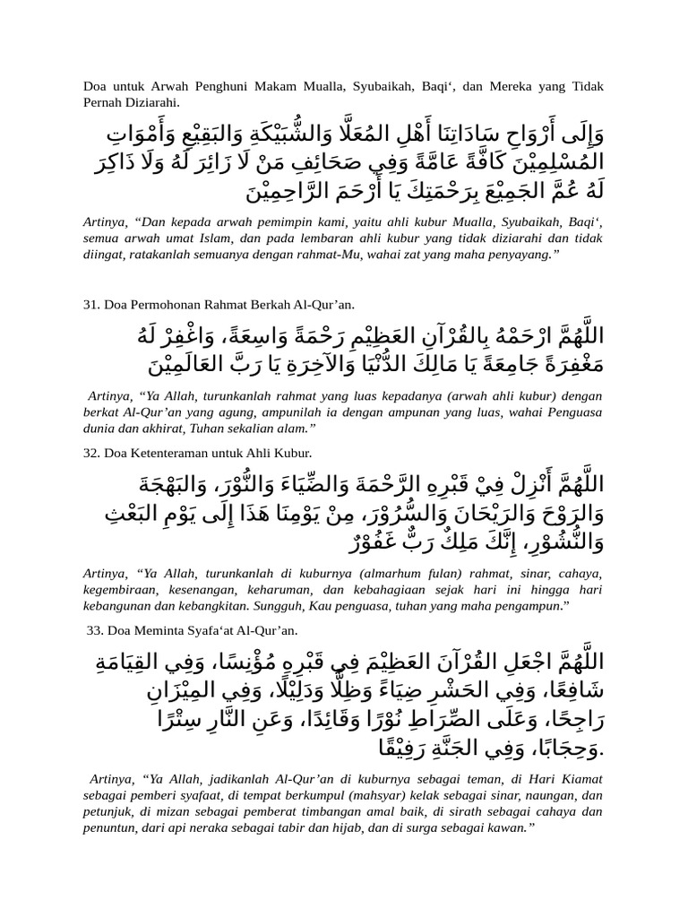 Doa Untuk Arwah Penghuni Makam Mualla | PDF