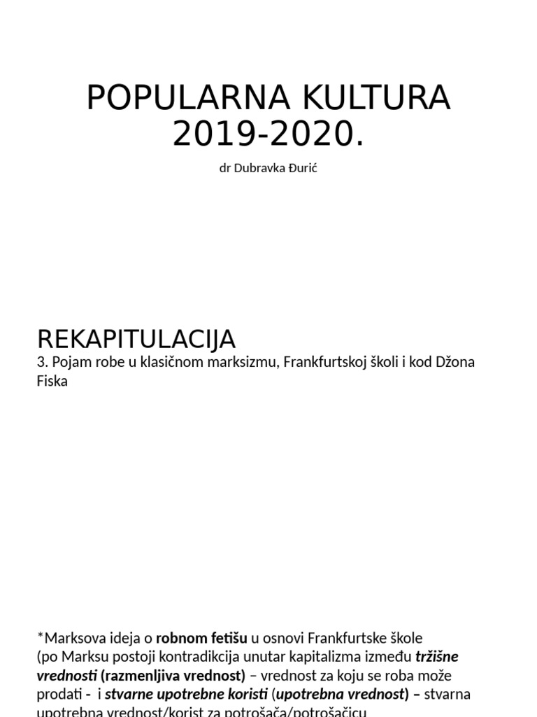 Pop Kult Rezime Materijalizam Kulturalni Materijalizam | PDF